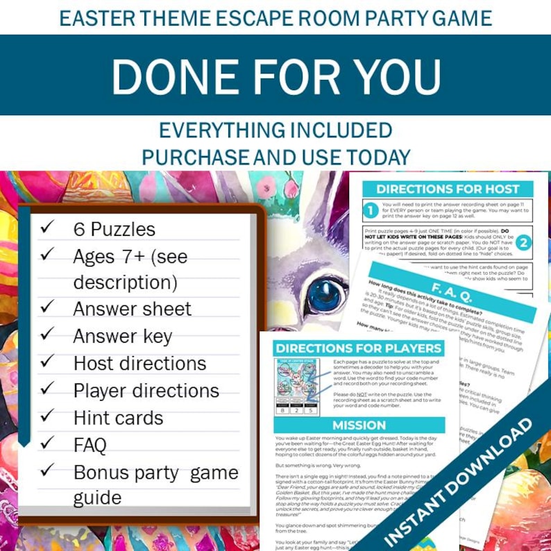 Easter Egg Printable Escape Room for Kids | Birthday Party Game ...