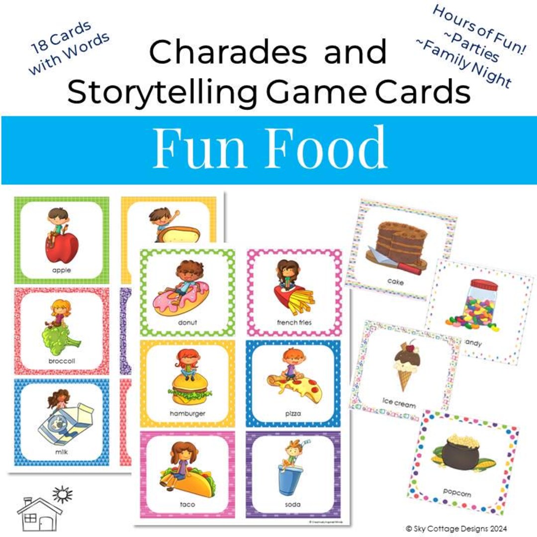 Birthday Party Charades Card Game Ideas for Kids, Family Game Night ...