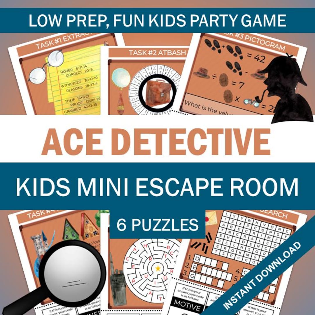 Detective Printable Escape Room for Kids Party Activity Fun DIY Party ...
