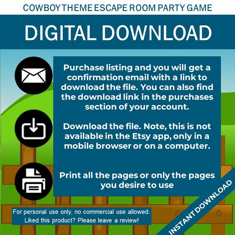 Cowboy Printable Escape Room for Kids | Birthday Party Game ...
