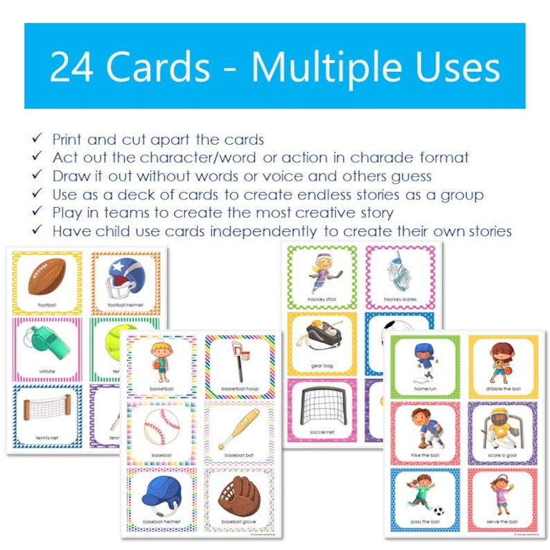 Printable Charades Game for Kids - Sports Theme Charades Cards ...