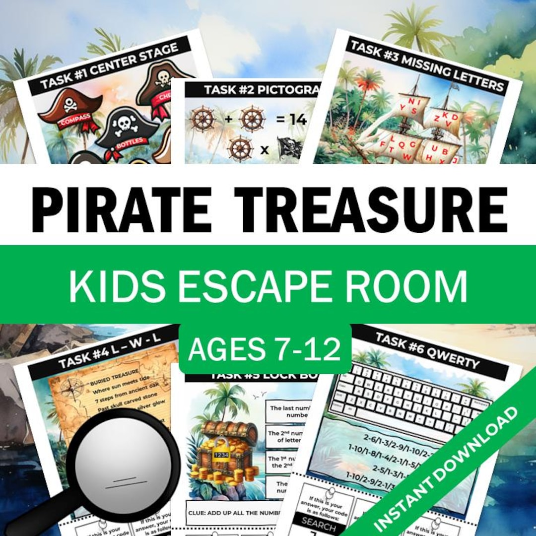 Pirate Printable Escape Room for Kids Party Activity Low Prep Screen ...