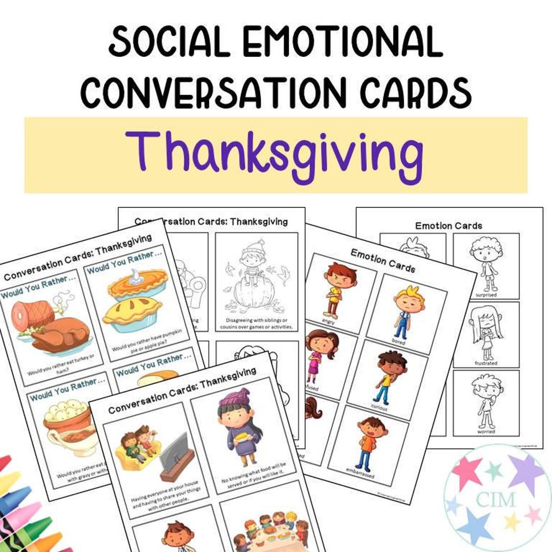 Social Emotional Conversation Cards Thanksgiving Build Emotional ...