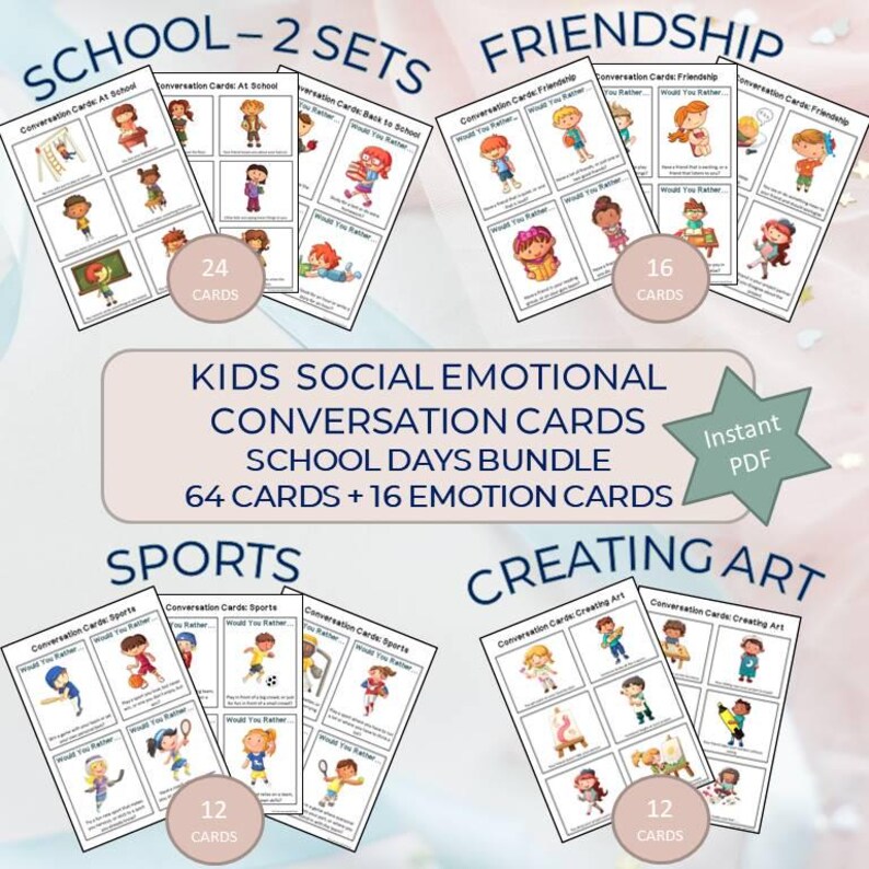 Communication Skills, Kids Conversation Starter Cards, Build Emotional ...