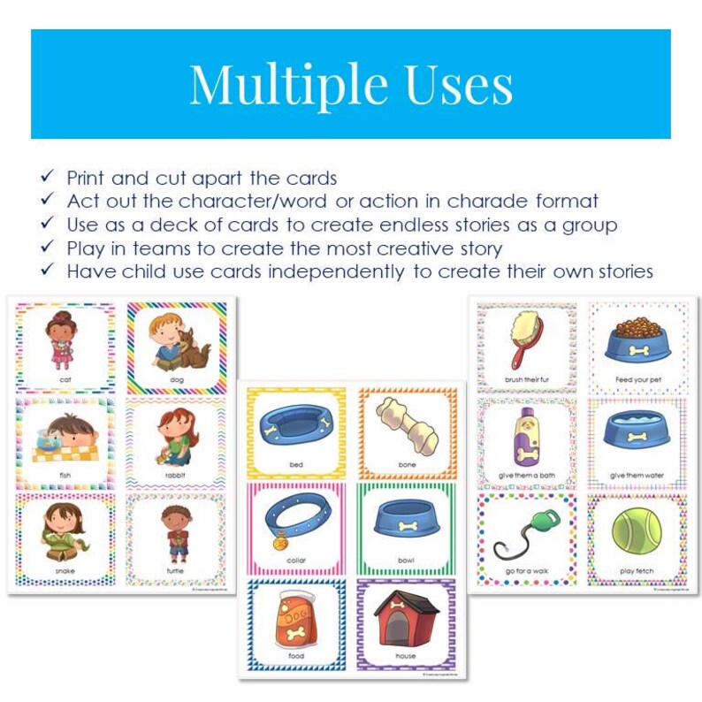 Charades Card Game Ideas for Kids Birthday Party, Family Game Night ...