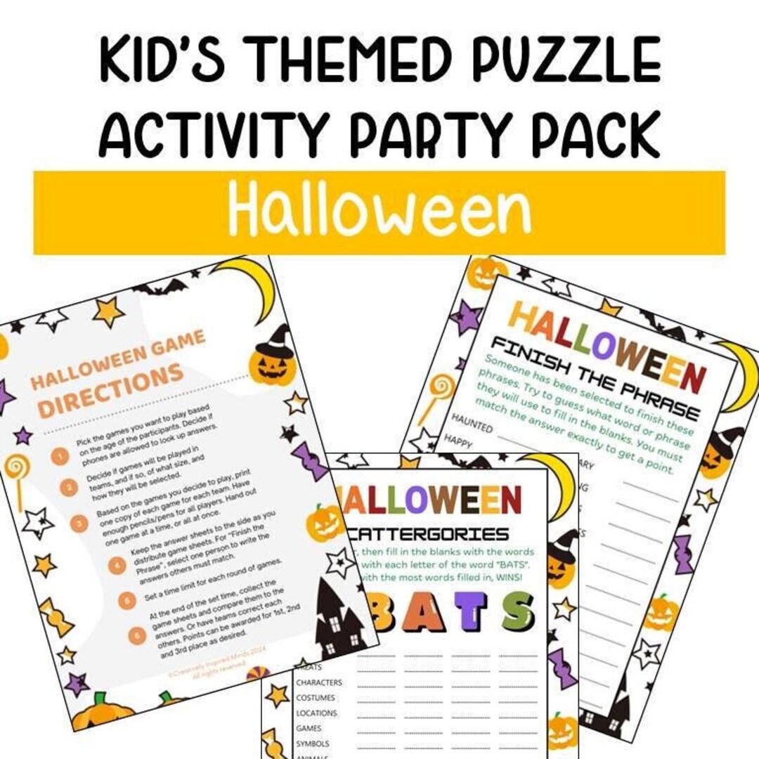Halloween Printable Party Game Bundle, Halloween Games for Teens Kids ...