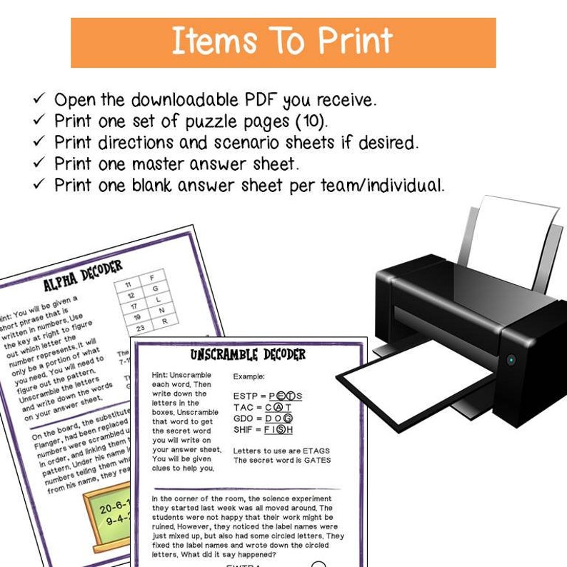 Escape Room Puzzle Game Kit for Kids - Printable Birthday Party Fun ...