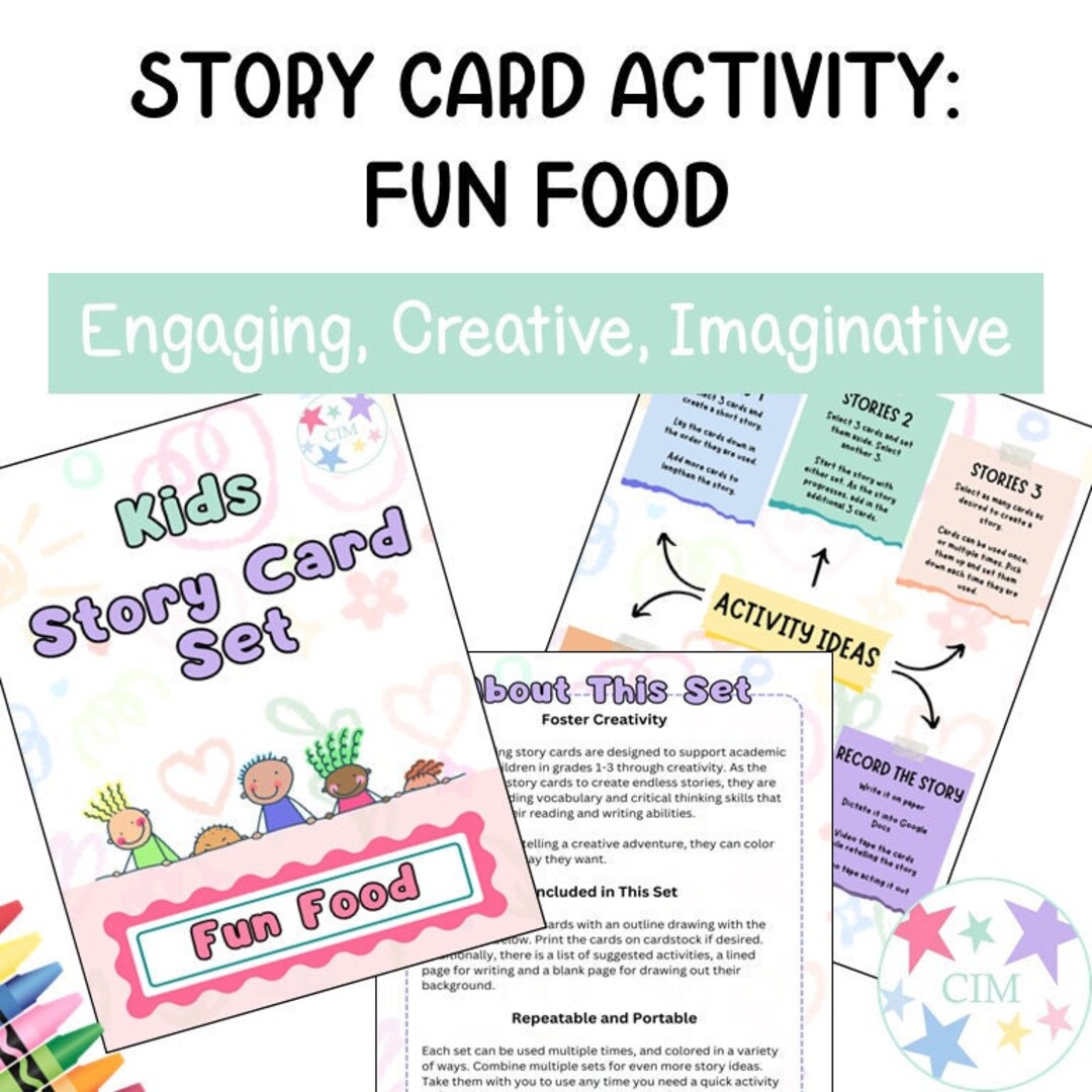 Story Cards for Kids Fun Food Literacy Skill Building Block Activity ...