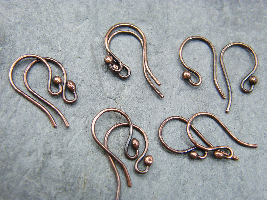 Handmade Antique Copper Earring Hooks: Ball Detail, Jewelry Making - 5 ...