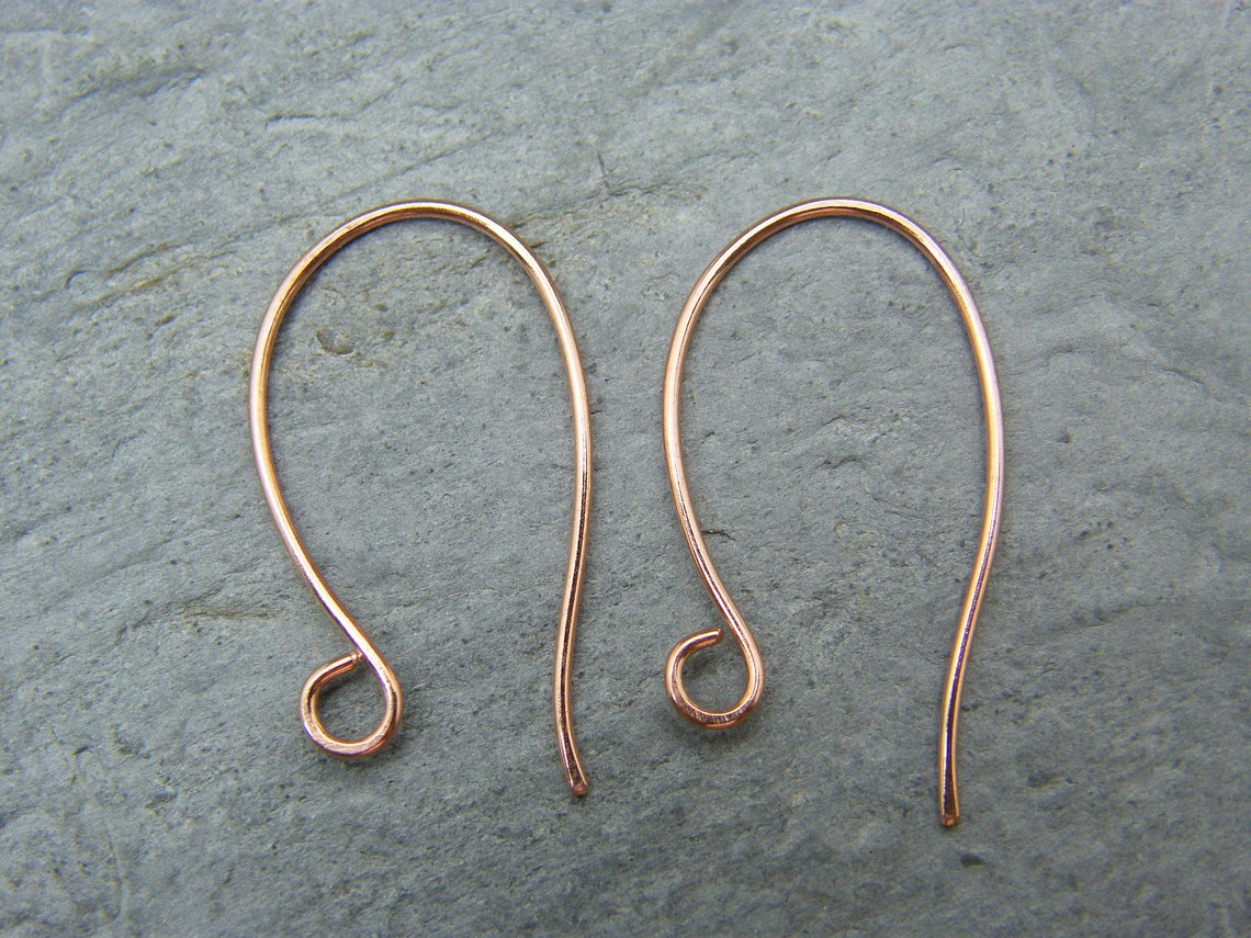Solid Copper Ear Wires Oval Ear Hooks Ear Hook Wire | Etsy