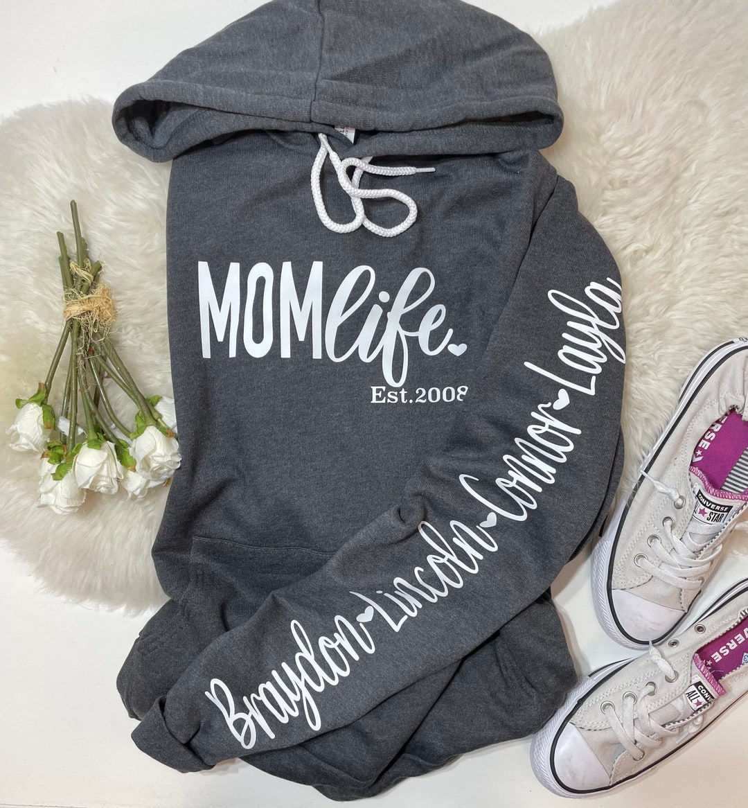 Mom Life Sweatshirt, Sleeve Print, Mom Sweater, Mom Sweatshirt, Gift ...