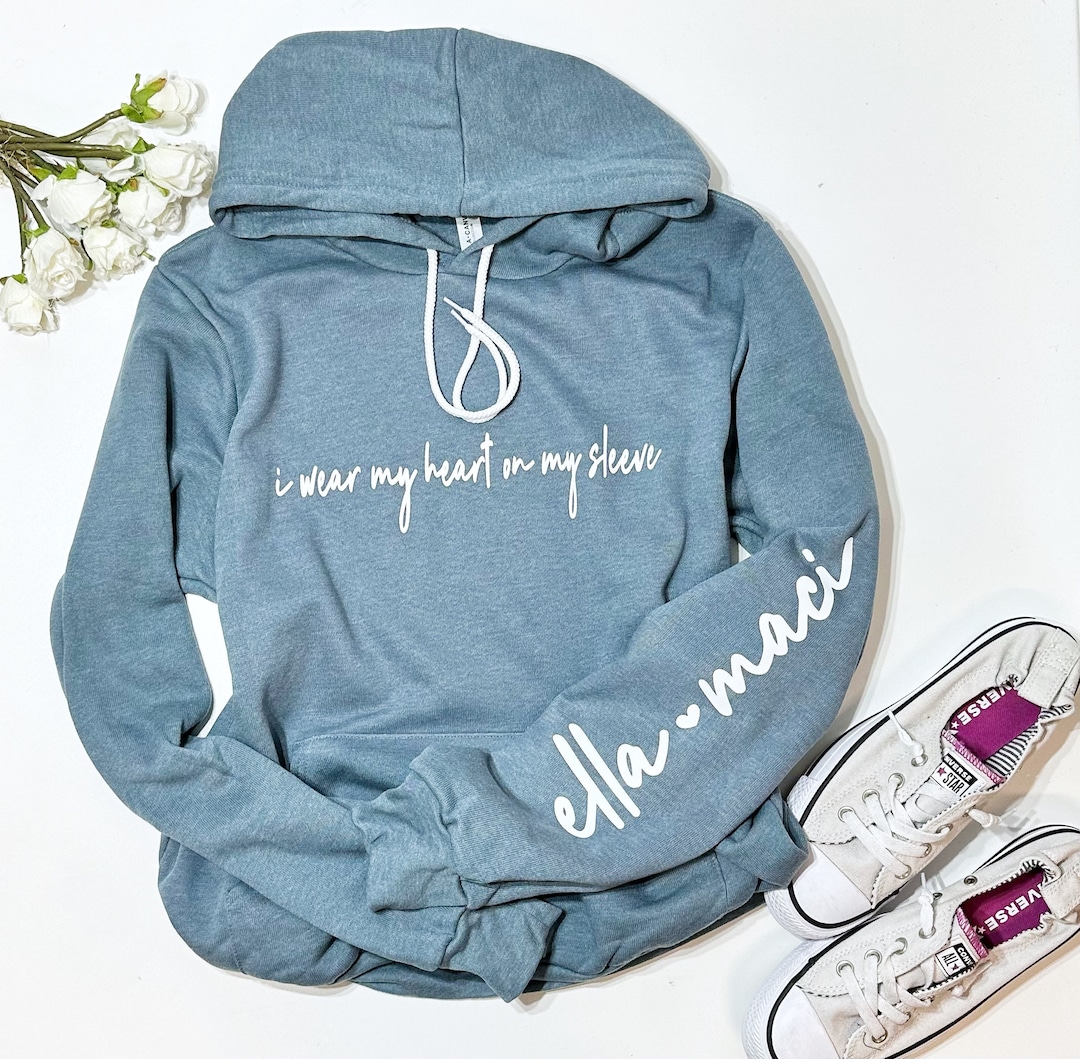 I Wear My Heart on My Sleeve Sweatshirt, Sleeve Print, Mom Sweater, Mom ...