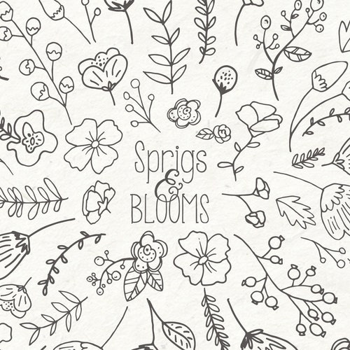 Doodle Flower Clipart Commercial Use Clip Art Hand Drawn - Etsy
