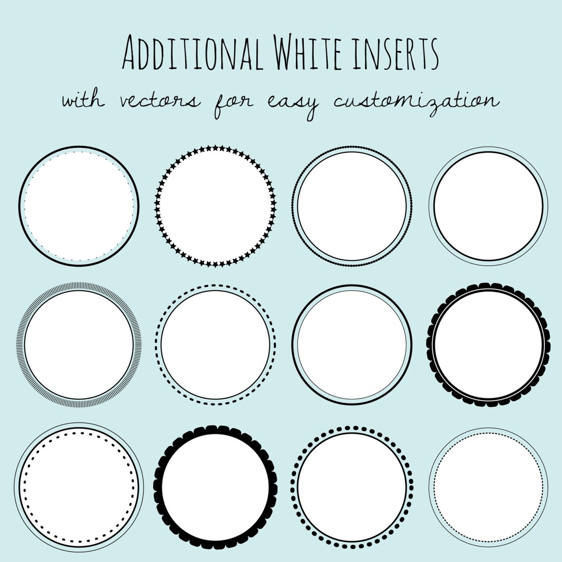 12 Digital Scrapbook Frames Clip Art // Circle Clipart // Decorative ...