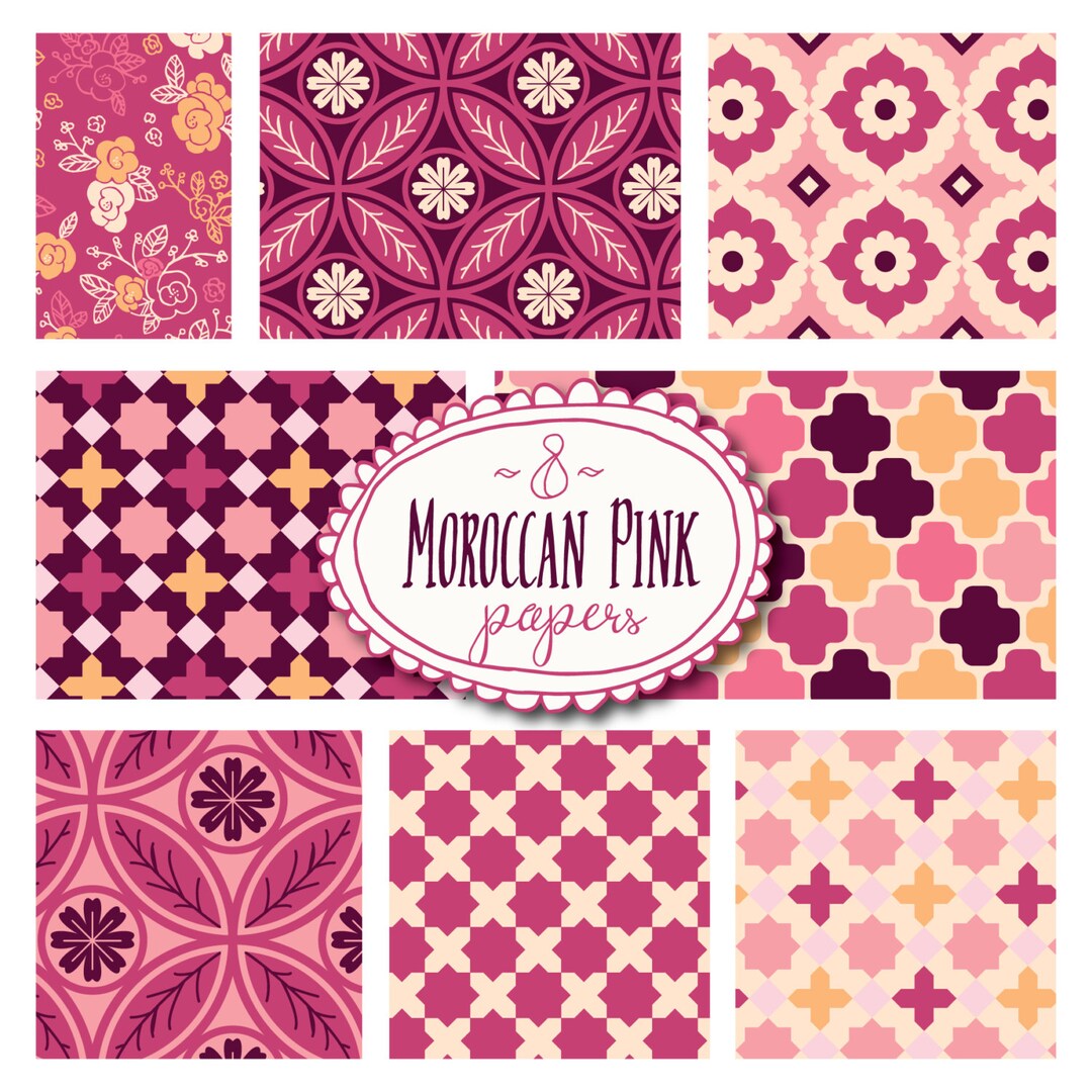Moroccan Digital Paper Pack, Pink Magenta, Moroccan Papers, Digital ...