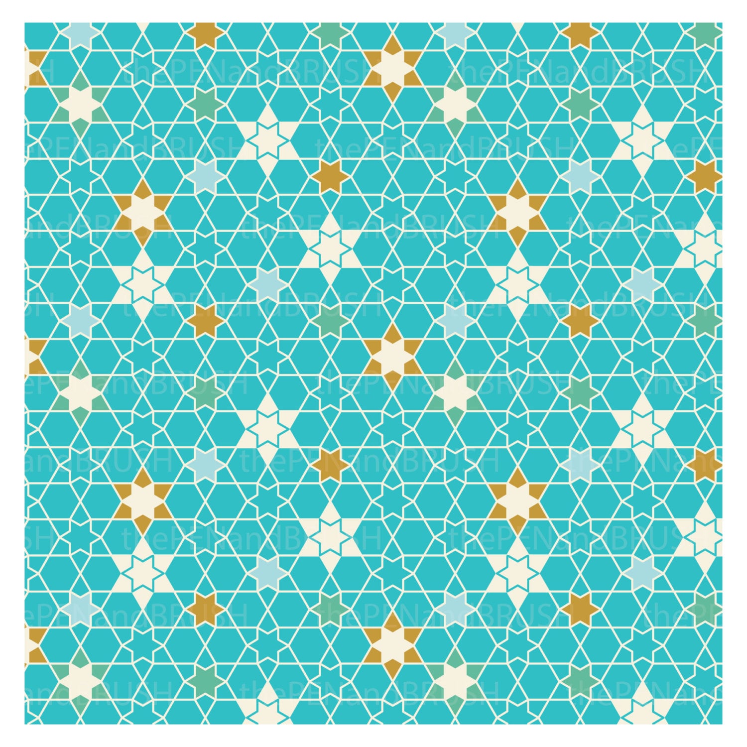 Turquoise + Mustard Digital Paper Pack, Moroccan Seamless Patterns ...