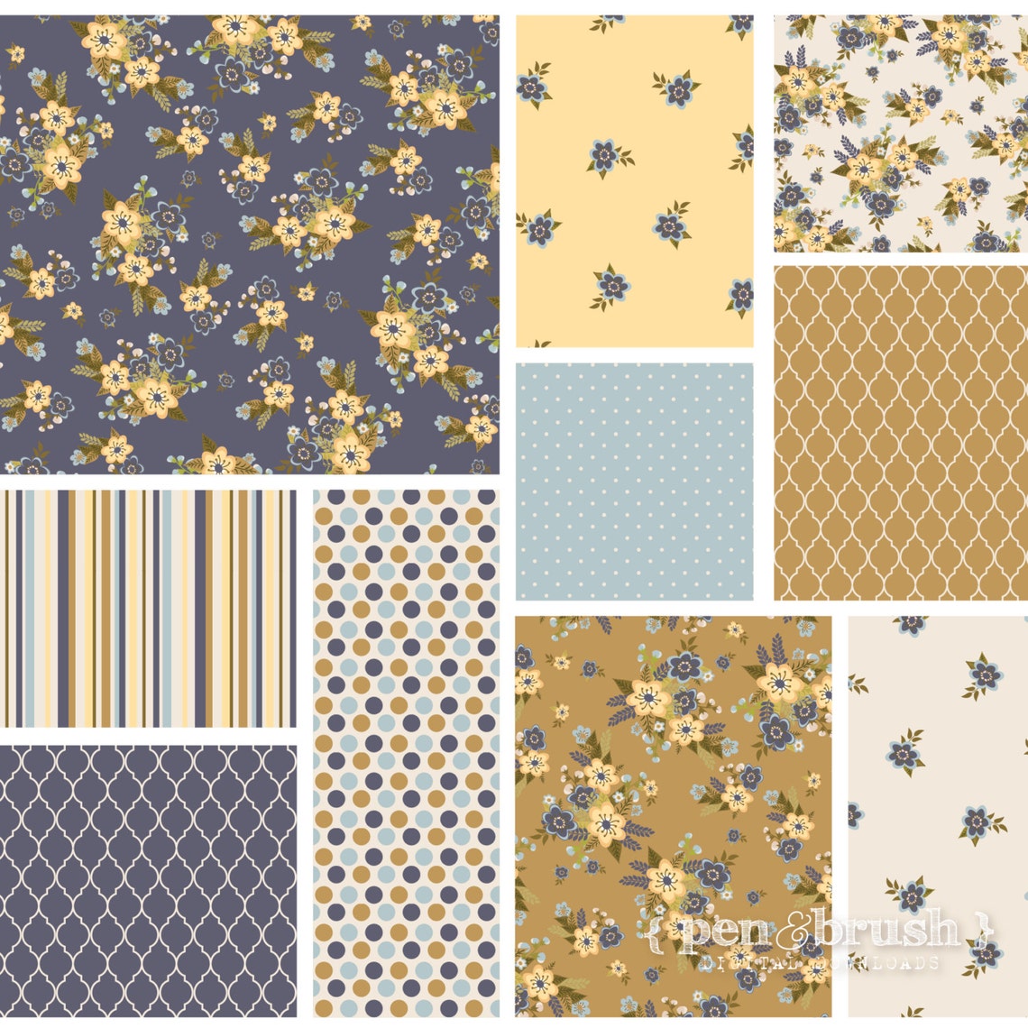 10 Vintage Floral Papers, Digital Paper Pack, Vintage Papers, Seamless ...