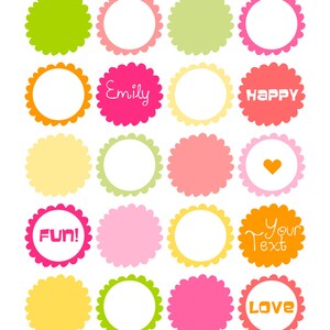 Frame Clipart Set, 20 Digital Frames, Round Frames, Scalloped Circle ...