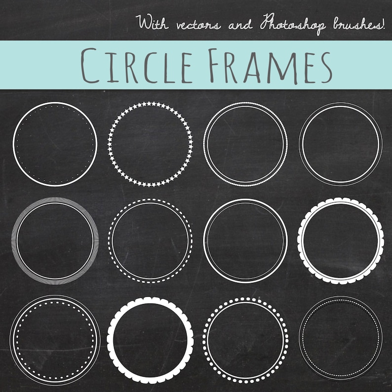 12 Digital Scrapbook Frames Clip Art // Circle Clipart // Decorative ...