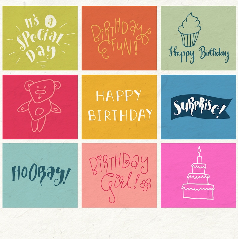 Birthday Clipart Set, Kids Party Clipart, Happy Birthday Clipart ...