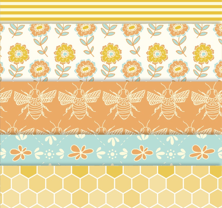 Honey Bee Digital Paper Pack // Cute Bumble Bee Papers PNG JPG Seamless ...