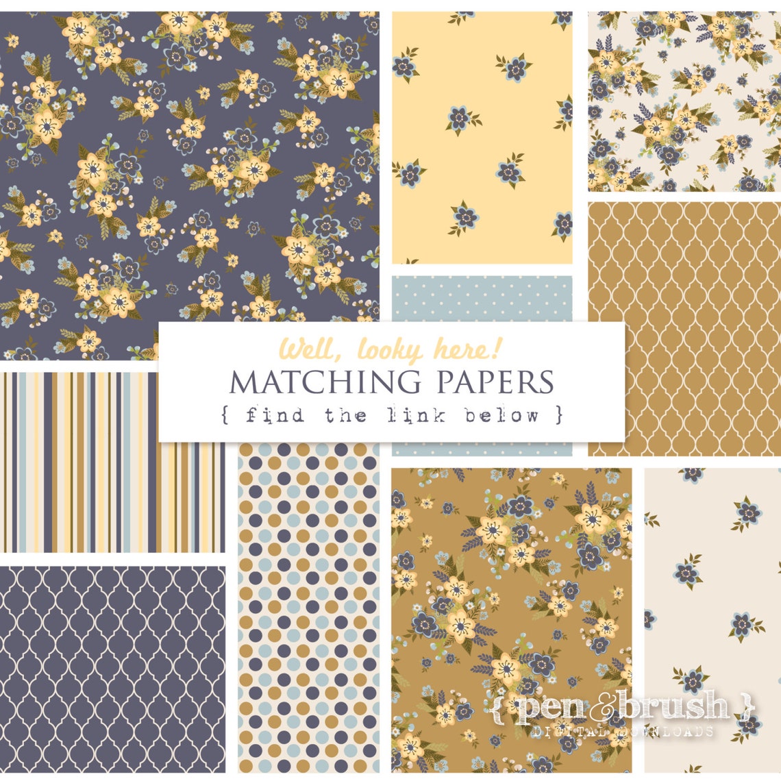 Digital Washi Tape Clipart Set, Cute Floral Pattern Washi Clip Art ...