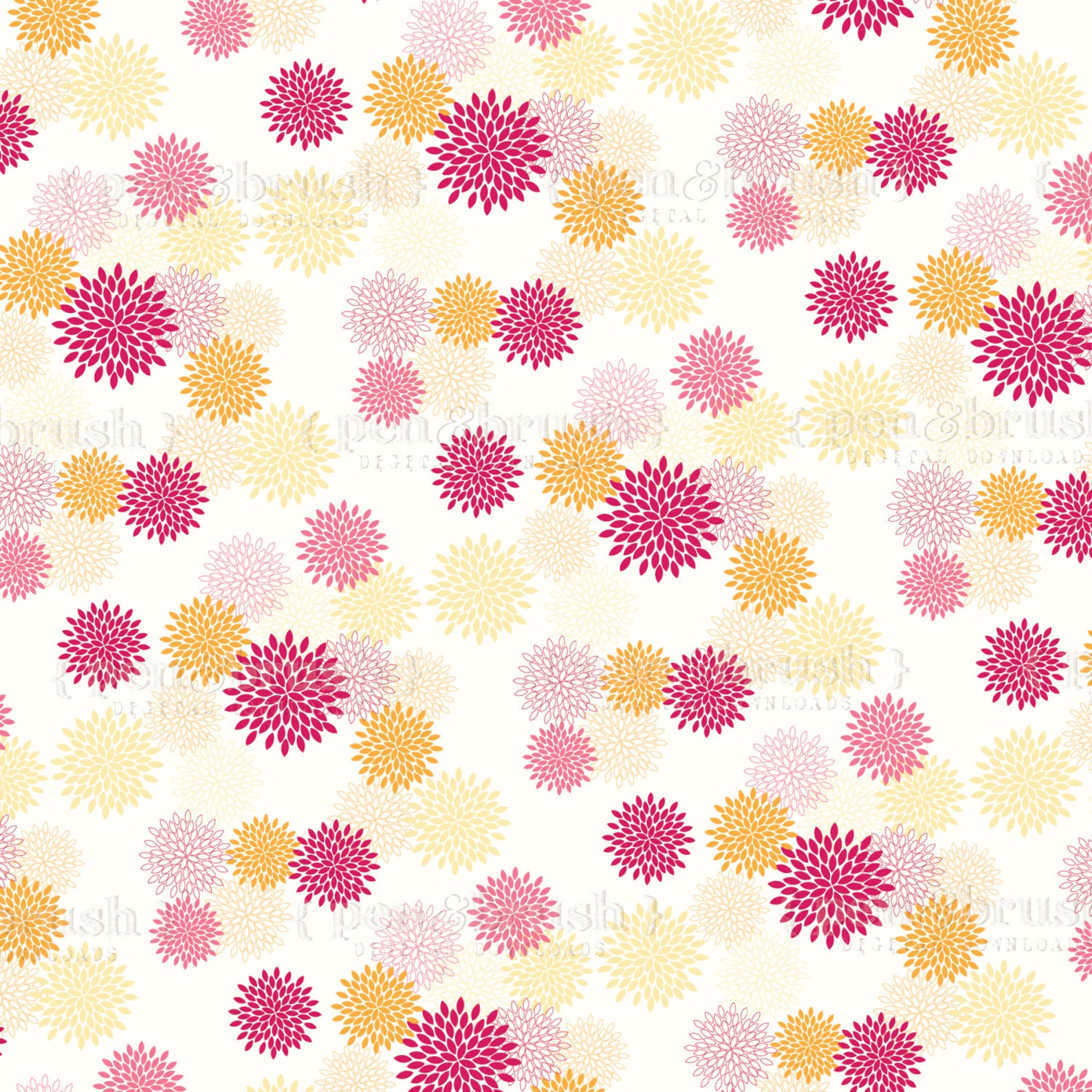 Mums Clipart Digital Paper Pack, Mums Flowers Digital Design Kit, Pink ...