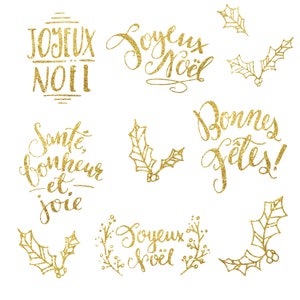 French Christmas Clipart Set, Christmas Overlays, Francais, French ...