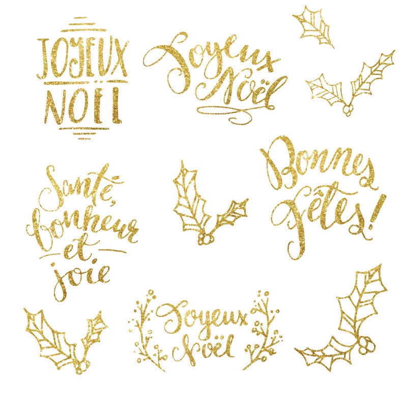 French Christmas Clipart Set, Christmas Overlays, Francais, French ...