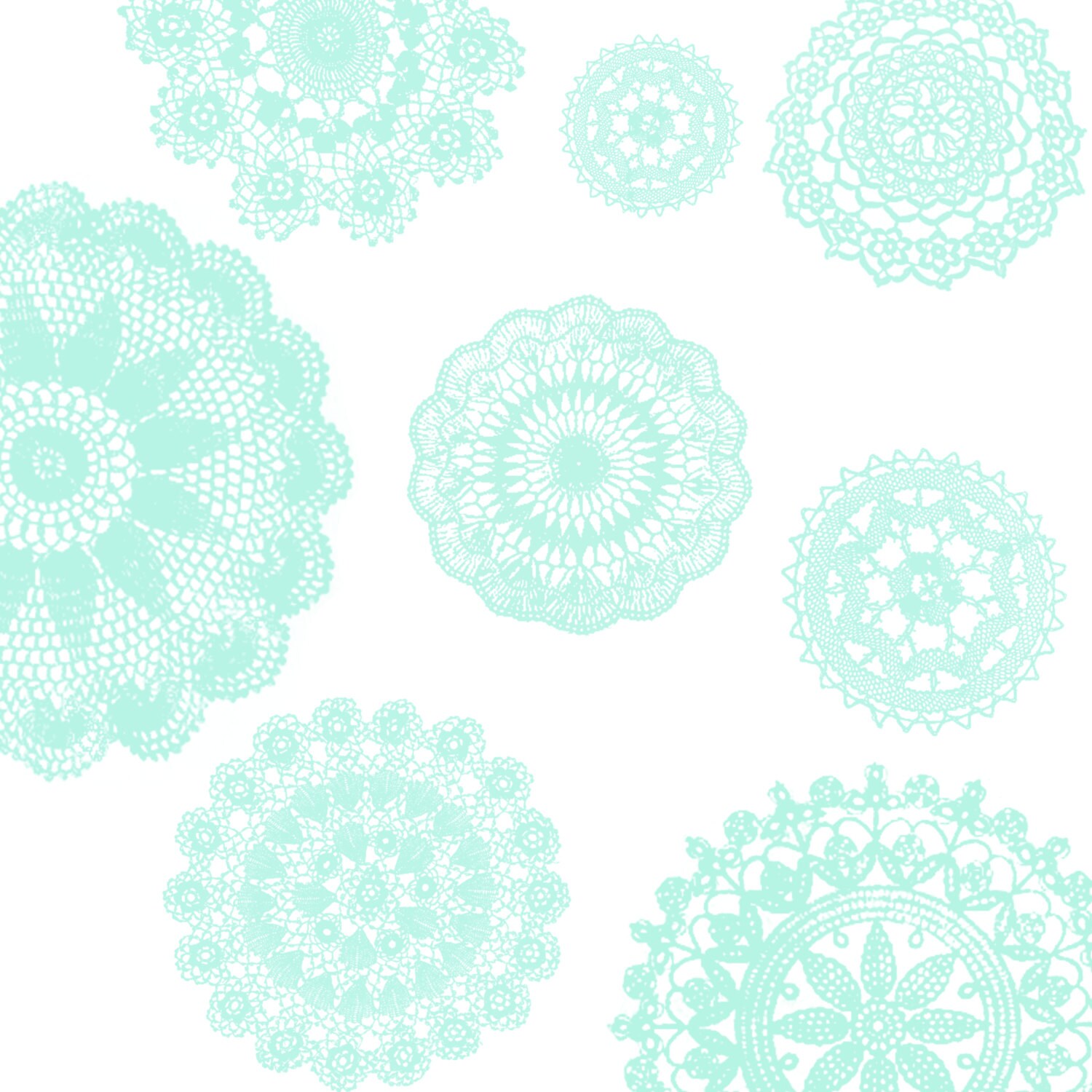Mint Green Doily Clipart Set, Vintage Doilies Clipart, Lace Clipart ...