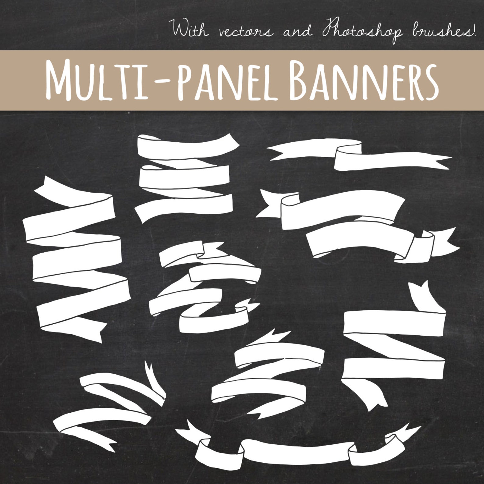 Multi-panel Banners Clipart Bundle, Folded Banners Ribbons Clip Art ...