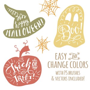 Happy Halloween Clip Art Bundle // Halloween Clipart PNG, Witch Ghost ...