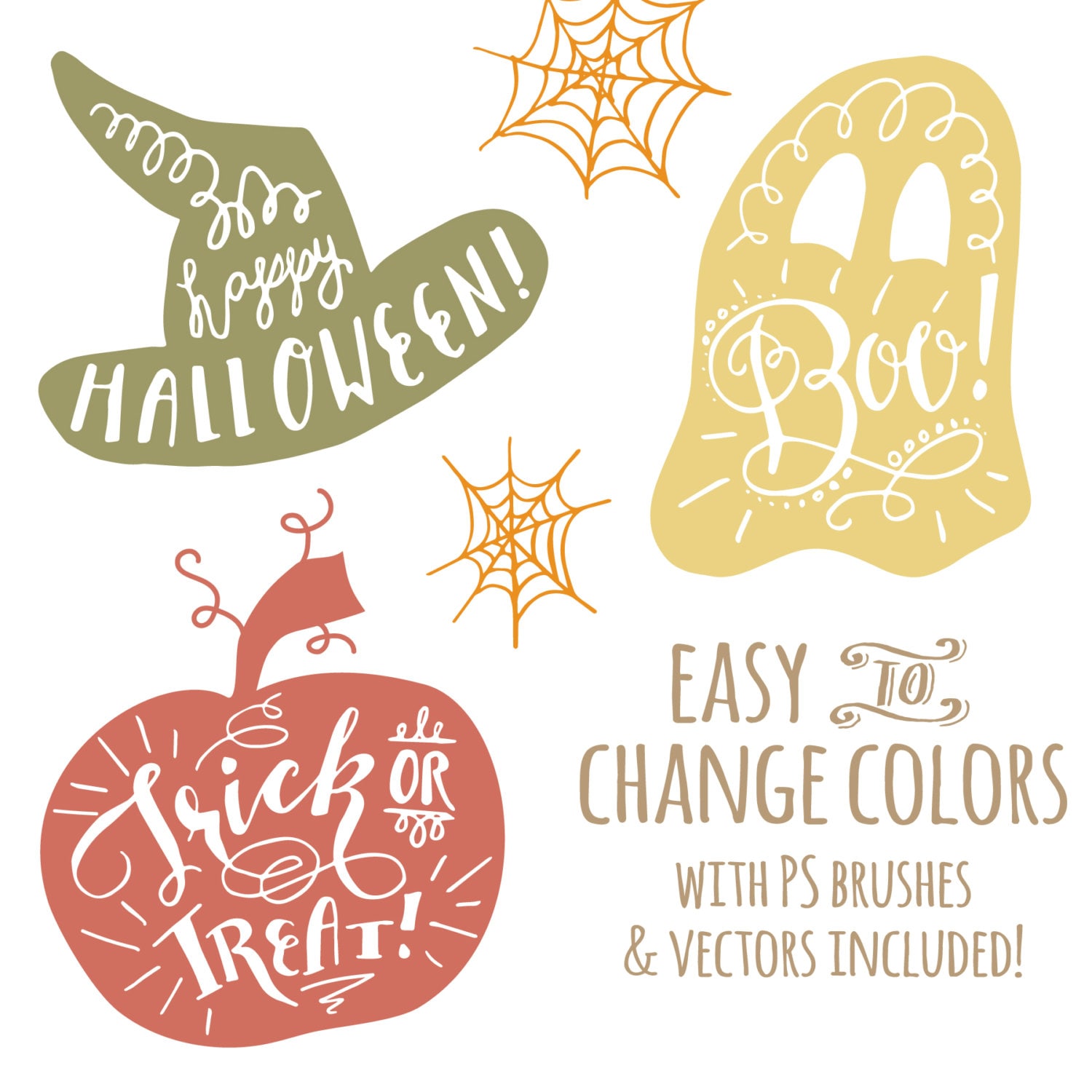 Happy Halloween Clip Art Bundle // Halloween Clipart PNG, Witch Ghost ...