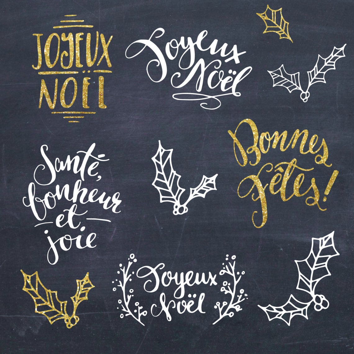 French Christmas Clipart Set, Christmas Overlays, Francais, French ...