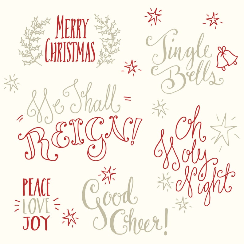 Christmas Clipart Set, 6 Christmas Quotes, Holiday Overlays, Christmas ...