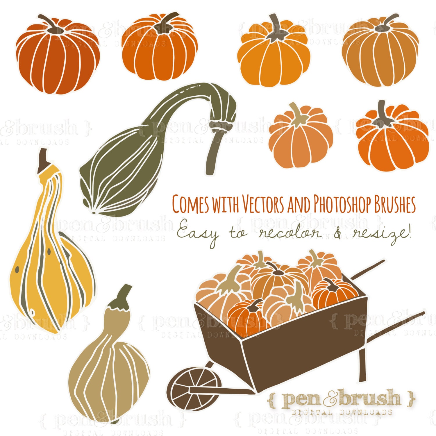 Pumpkin Clipart Pack, Fall Clipart, Autumn Clipart, Pumpkin Patch ...