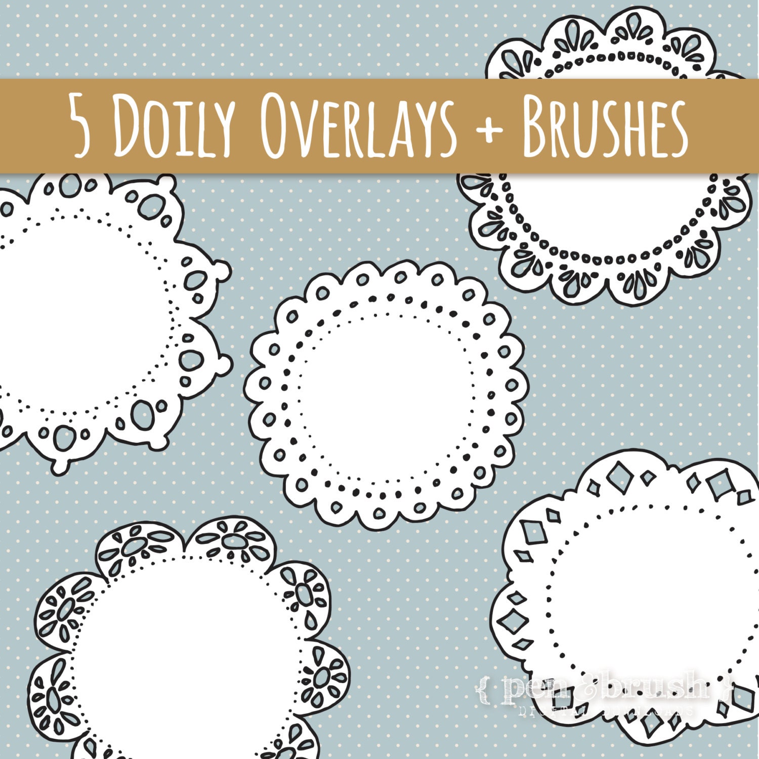 5 Doodle Doily Clipart, Digital Doilies, Doodle Clipart, Clip Art ...
