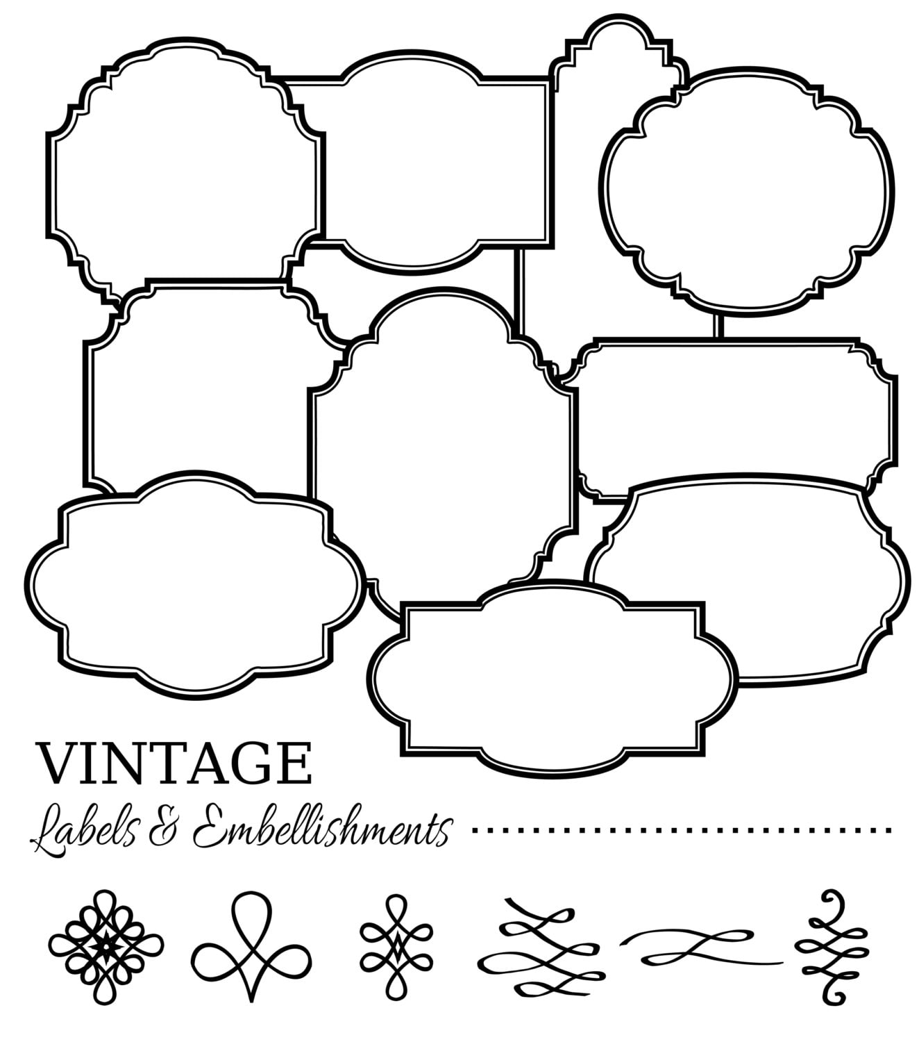 Vintage Labels Clip Art // Digital Frames PNG Vector // | Etsy Canada