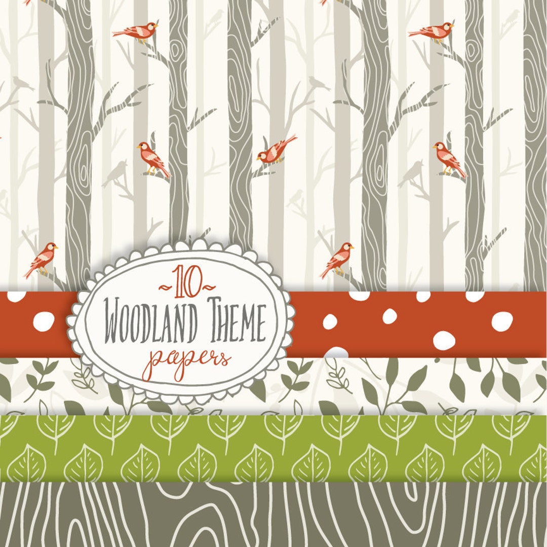 Woodland Digital Paper Pack, Digital Papers Christmas, Scrapbook Papers ...