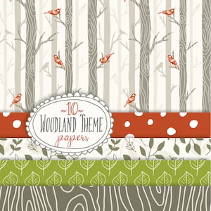 Woodland Digital Paper Pack, Digital Papers Christmas, Scrapbook Papers ...