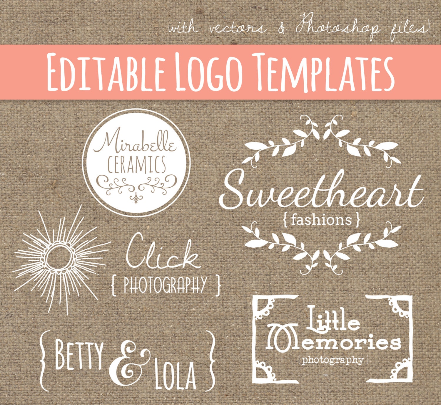 Logo Design Pack of 5, Editable Logo Designs Branding, Premade Logos ...