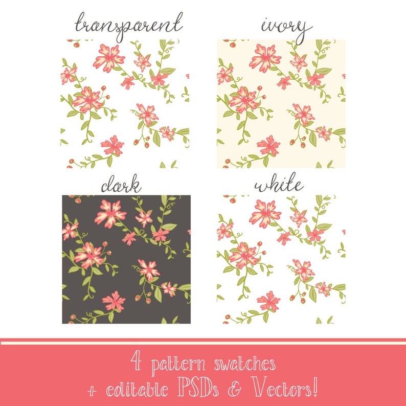 Vintage Floral Seamless Pattern, Floral Digital Paper Pack, Floral ...