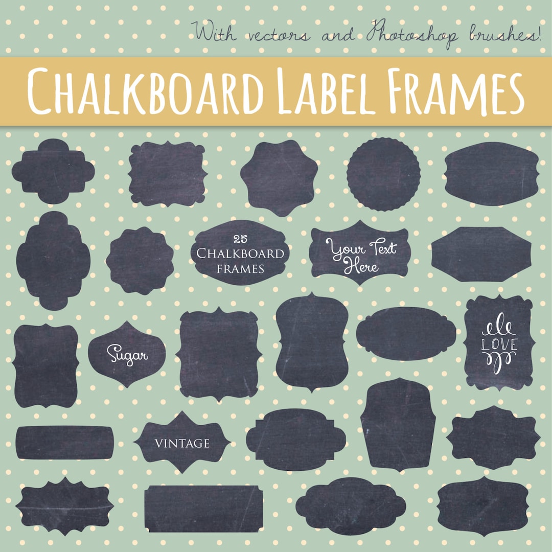 Chalkboard Frames Clipart Set, Digital Frames, Chalkboard Clipart ...