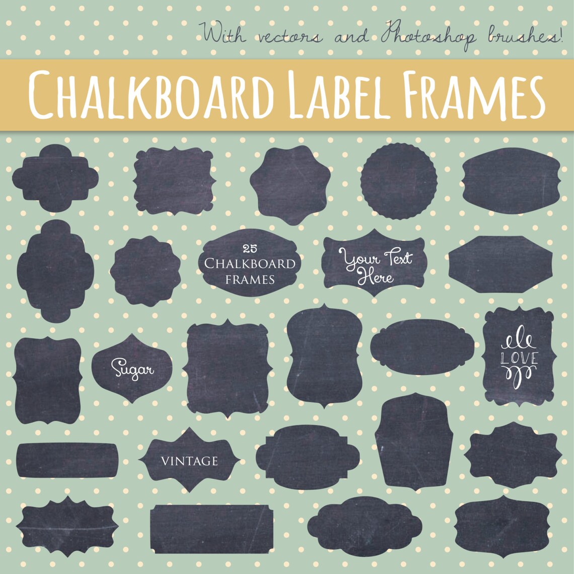 Chalkboard Frames Clipart Set, Digital Frames, Chalkboard Clipart ...