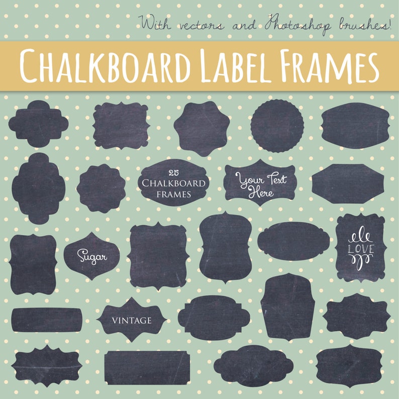 Chalkboard Frames Clipart Set, Digital Frames, Chalkboard Clipart ...