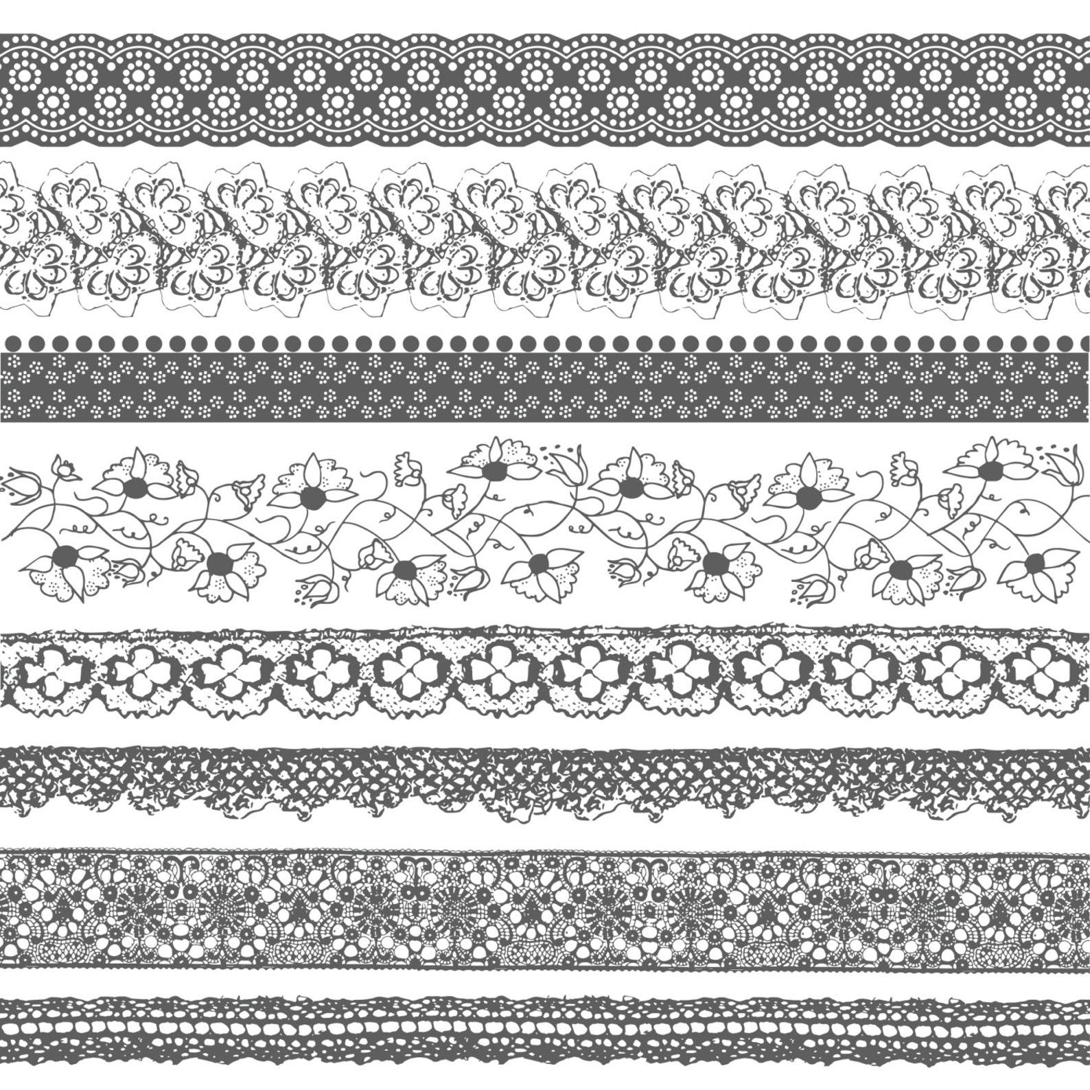 Lace Borders Clip Art Set // Beautiful Vintage Lace Ribbon Clipart ...