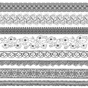 Lace Borders Clip Art Set // Beautiful Vintage Lace Ribbon Clipart ...