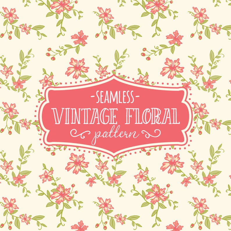 Vintage Floral Seamless Pattern, Floral Digital Paper Pack, Floral ...