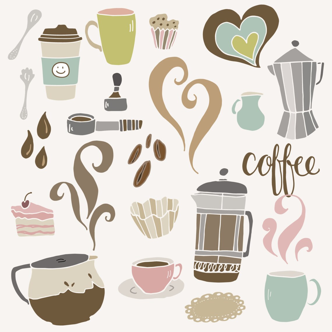 Cute Coffee Clipart Set, Planner Clipart, Coffee Clip Art, Coffee ...
