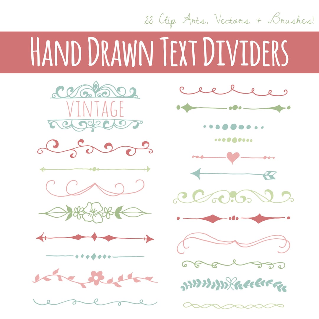 Clipart Text Dividers Set, Digital Frames, Page Borders, Text Divider ...